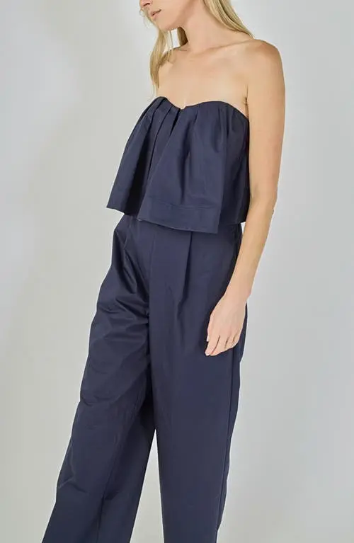 Endless Rose Strapless Pintucked Wide-leg Jumpsuit