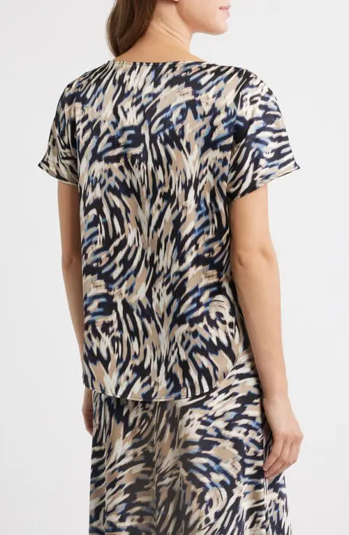 Anne Klein Print Bateau Neck Top