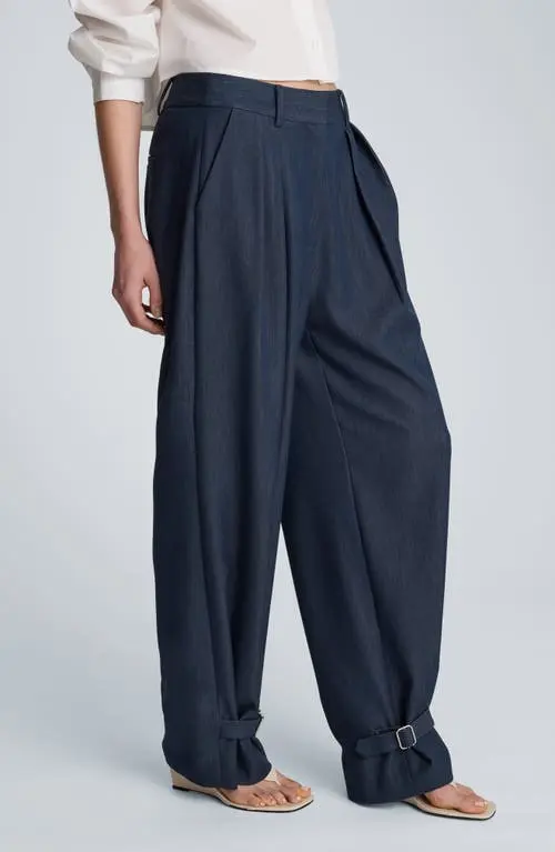 KENNETH COLE High Waist Belted Cuff Tapered Trousers