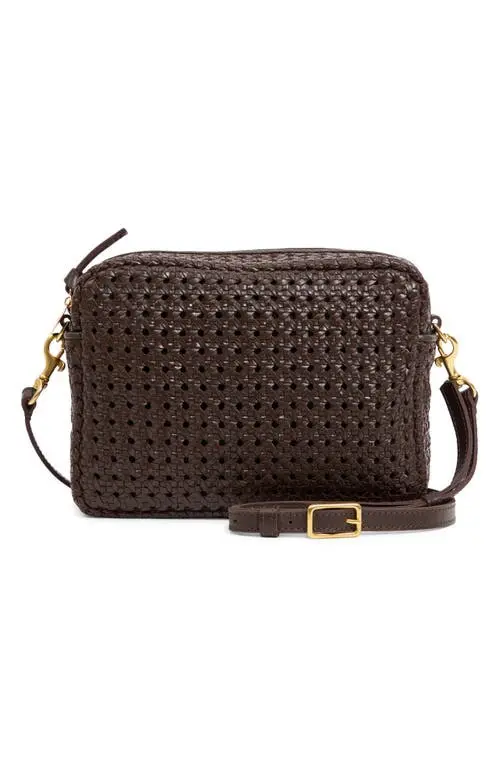 Clare V. Midi Sac Woven Leather Crossbody Bag - Chocolate