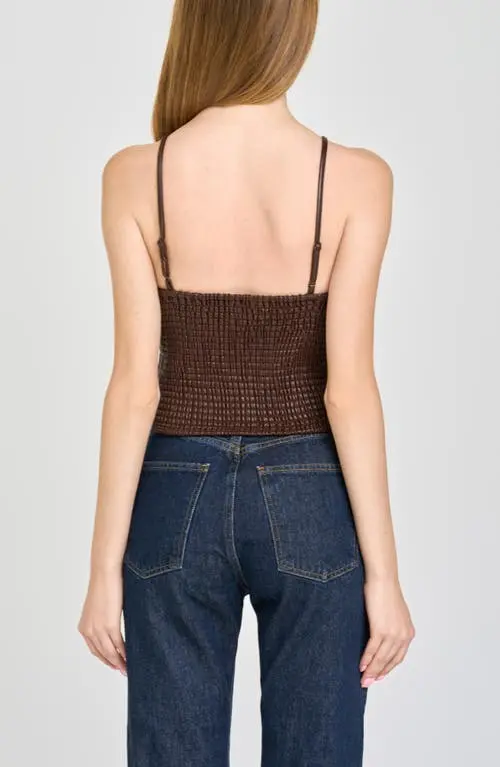 WAYF Veronica Faux Leather Camisole - Chocolate