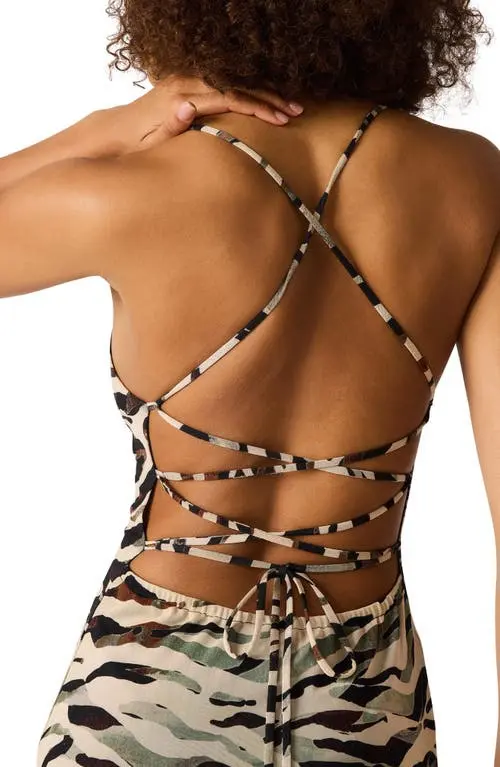 Steve Madden Adella Strappy Zebra Print Maxi Dress