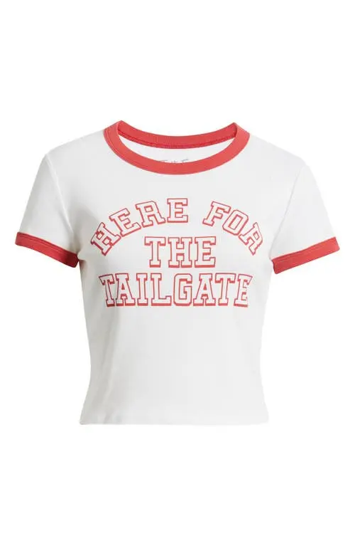Junk Food Here For The Tailgate Graphic Ringer Tee