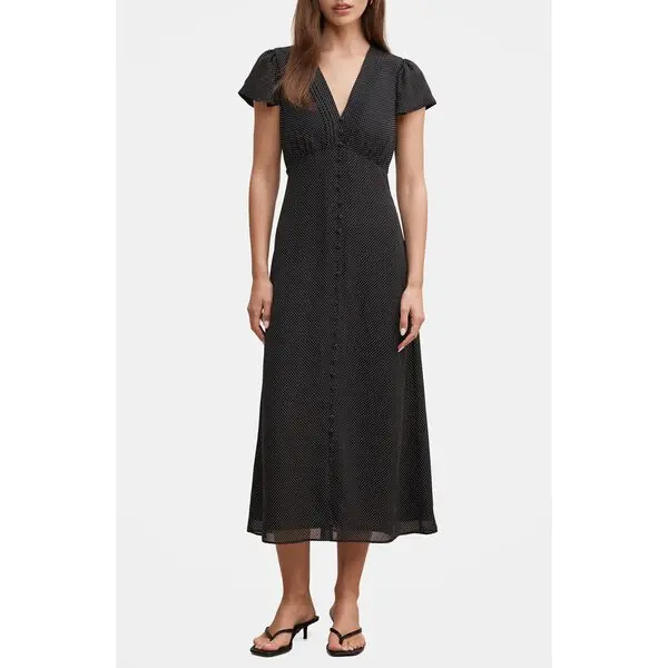 EVER NEW Ardelia Flutter Sleeve Midi Dress