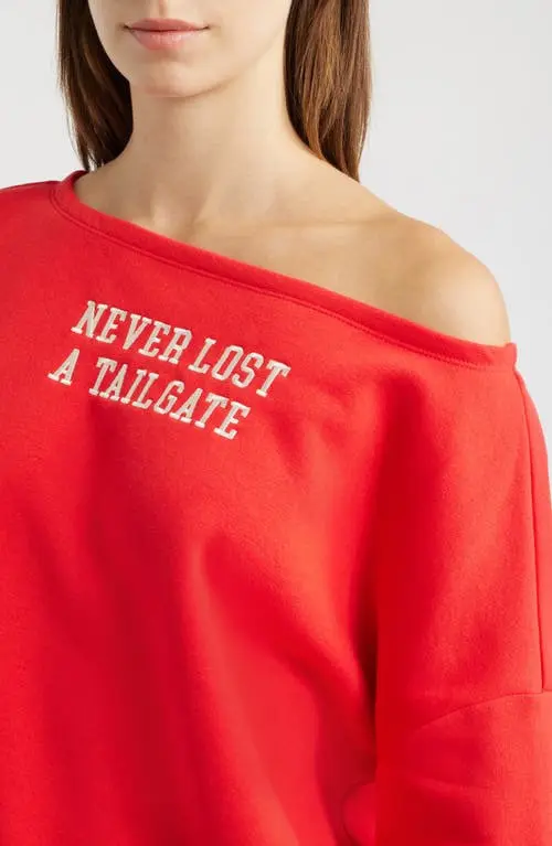 VINYL ICONS Tailgate Off The Shoulder Embroide Sweatshirt