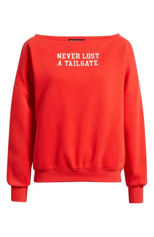 VINYL ICONS Tailgate Off The Shoulder Embroide Sweatshirt