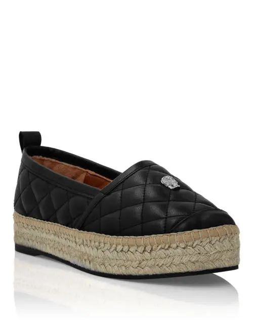 Philipp Plein Matelassé Skull Espadrilles - Black