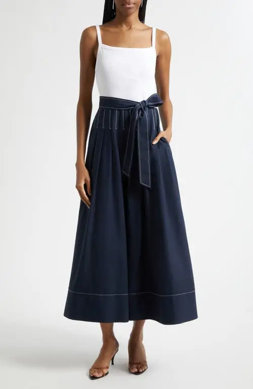 Cinq À Sept Olivia Mixed Media Midi Dress