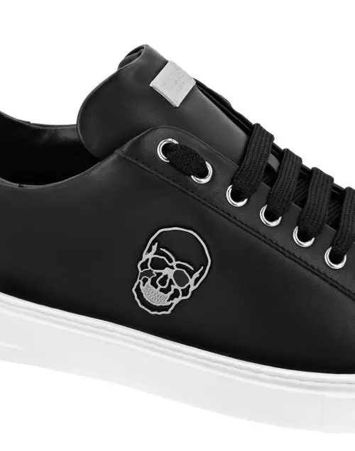Philipp Plein Nappa Leather Lo-top Sneakers Skull - White/black