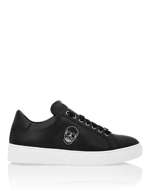 Philipp Plein Nappa Leather Lo-top Sneakers Skull - White/black