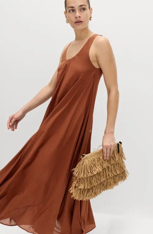M&s Sleeveless Scoop Neck Maxi Dress With Tie Detail