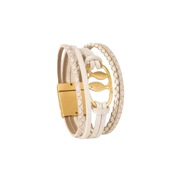Saachi Fish Charm Layered Leather Bracelet