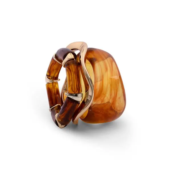 Saachi Amber Resin And Gold-tone Stackable Bracelet Set
