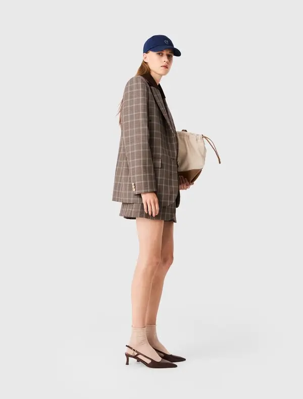 Maje Check Jacket With Removable Collar