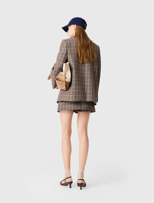 Maje Check Jacket With Removable Collar