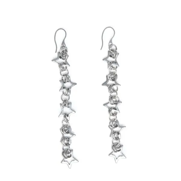 BYWOLFGANG Starlight Viper Chainmail Star Drop Earrings - Silver