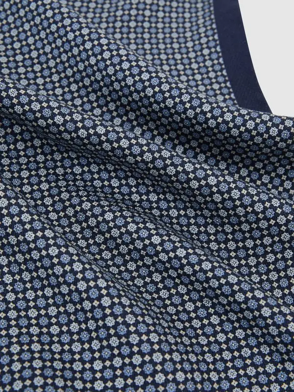 REISS Fiorenzo Silk Geometric Floral-print Pocket Square