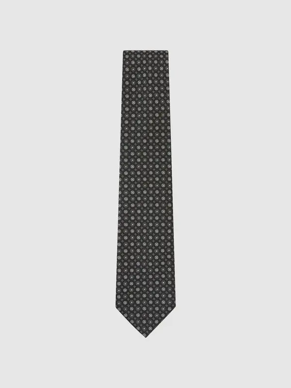 REISS Geremia Silk-blend Woven Micro Medallion Tie