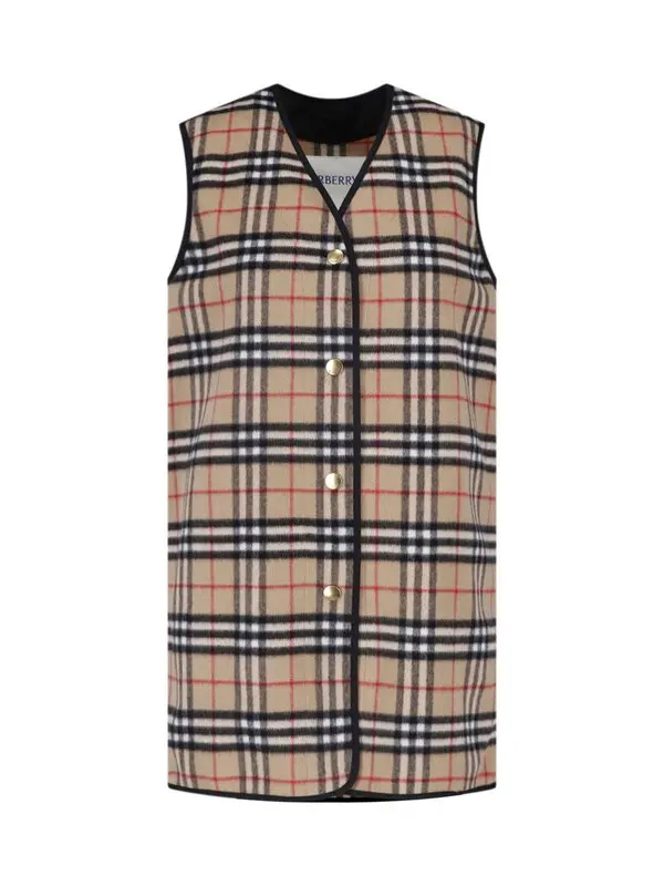 Burberry Wool And Cashmere Padding "check - Beige