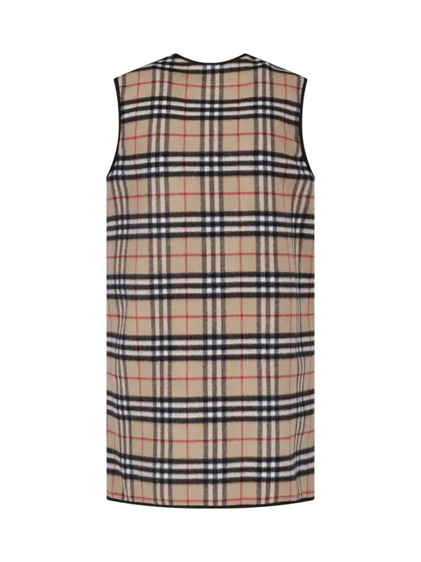Burberry Wool And Cashmere Padding "check" Vest