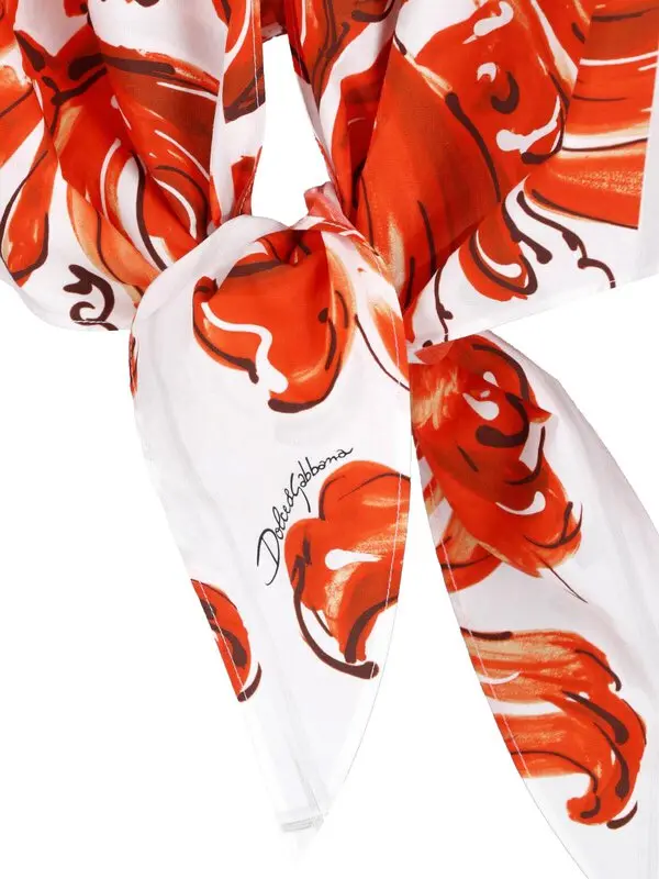 Dolce & Gabbana Majolica Print Cotton Poplin Crop Shirt