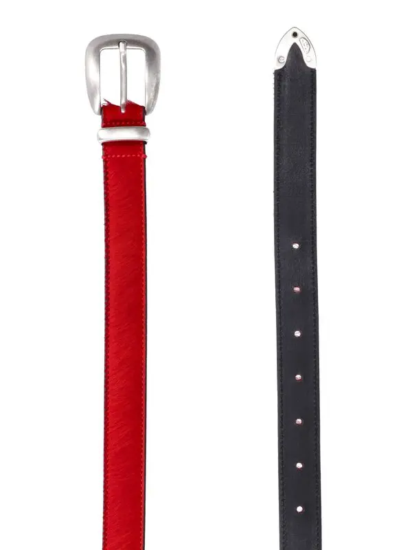 MOLEBO Pony Hair Belt With Silver Buckle