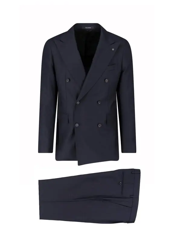 Tagliatore Double-breasted Suit In Virgin Wool - Black