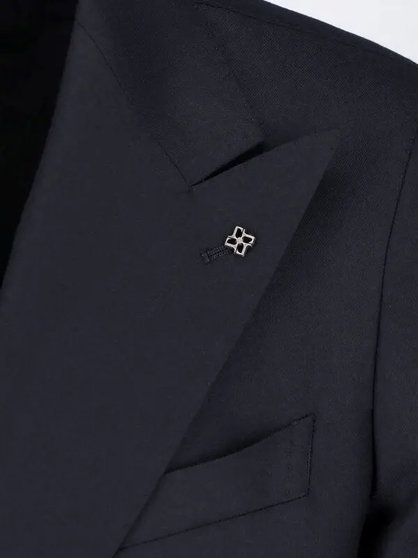 Tagliatore Double-breasted Suit In Virgin Wool - Black