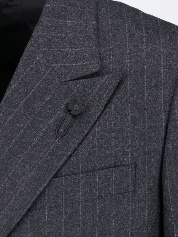 LARDINI Double-breasted Suit In Virgin Wool - Gray