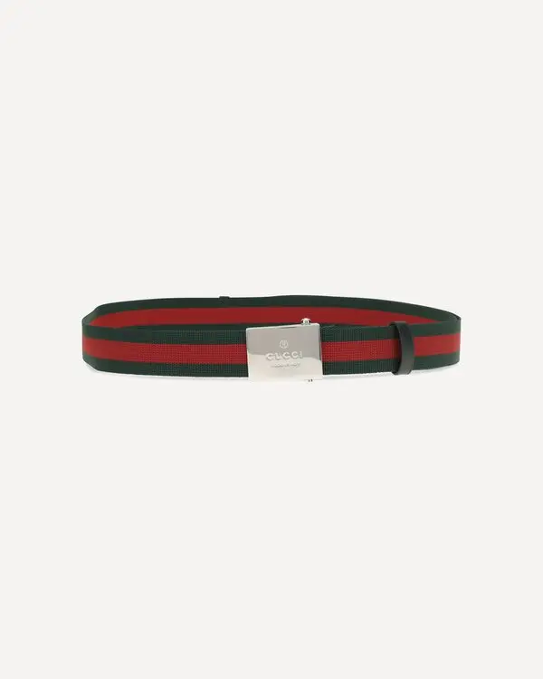 Gucci Web Ribbon Belt With Rectangular Buckle - Multicolour