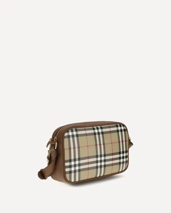 Burberry Check Front Pocket Shoulder Bag - Beige