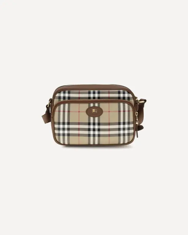 Burberry Check Front Pocket Shoulder Bag - Beige
