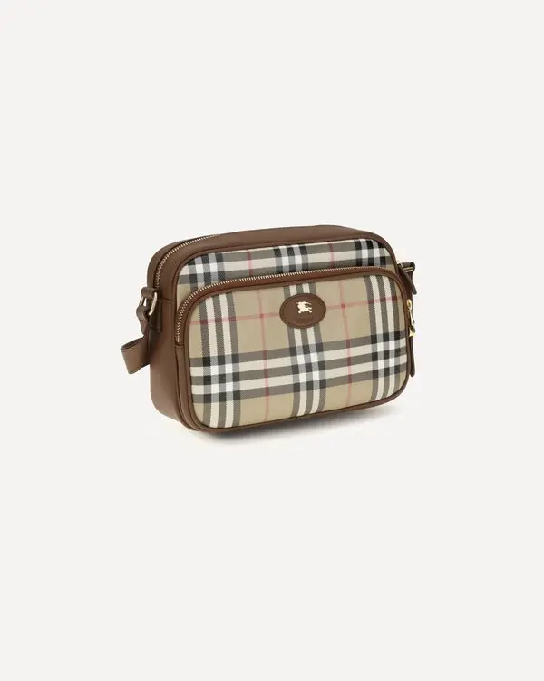 Burberry Check Front Pocket Shoulder Bag - Beige