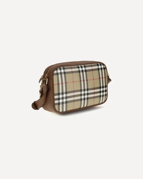 Burberry Check Front Pocket Shoulder Bag - Beige