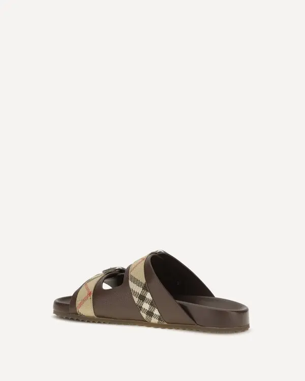 Burberry Urchin Sandals With Jacquard Check Detail - Brown