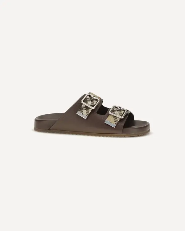 Burberry Urchin Sandals With Jacquard Check Detail - Brown