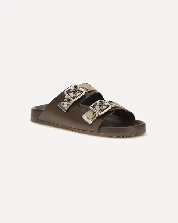 Burberry Urchin Sandals With Jacquard Check Detail - Brown