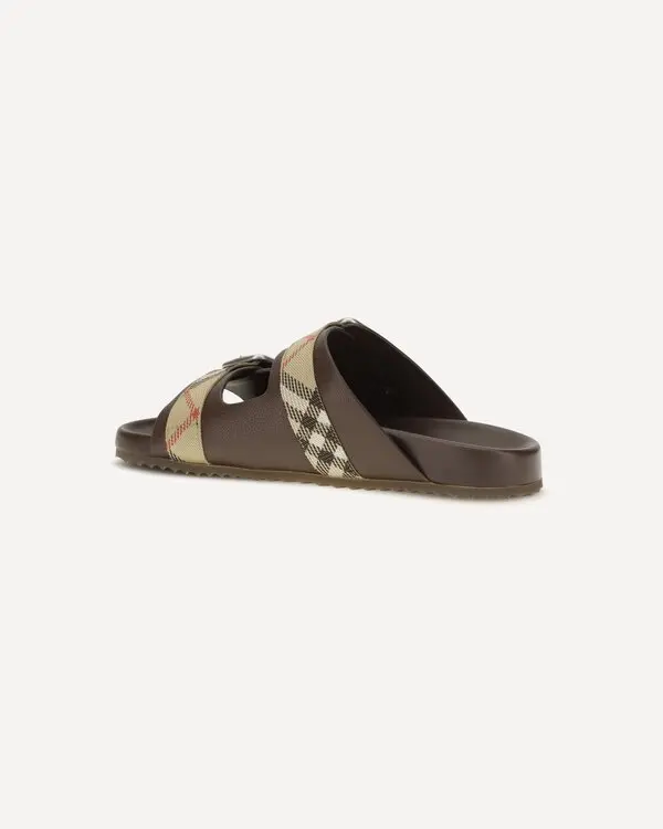Burberry Urchin Sandals With Jacquard Check Detail - Brown
