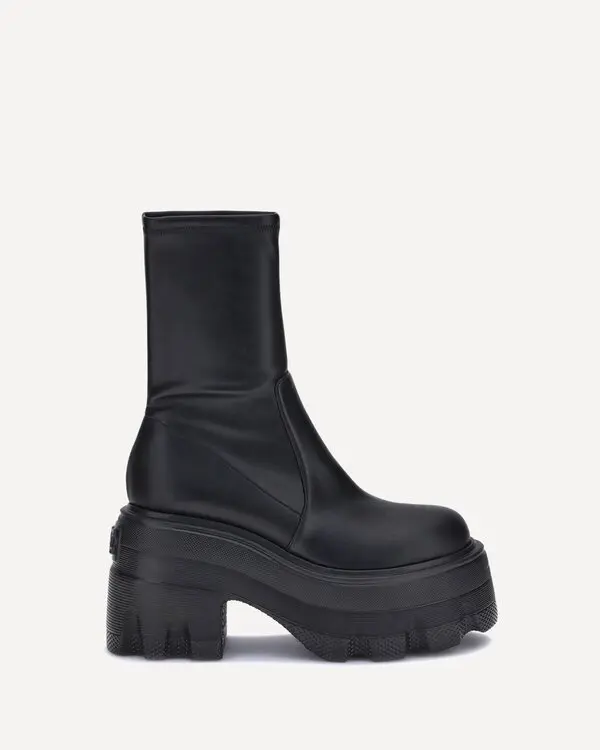 Casadei Faux Leather Ankle Boots With Platform - Black