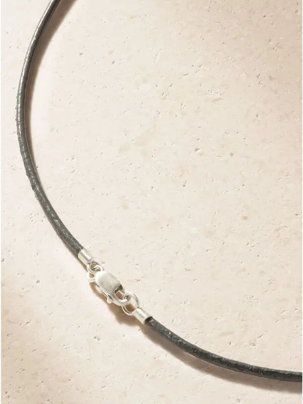 Marisa Klass 18-karat White Diamond, And Leather Necklace
