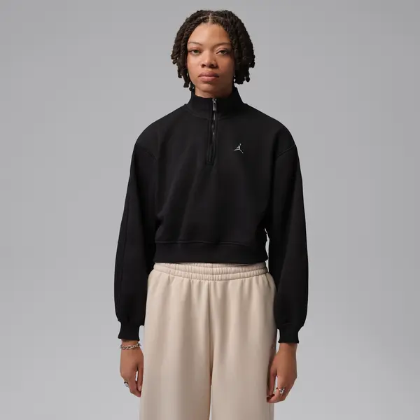 JORDAN Brooklyn 1/4-zip Cropped Top - Black