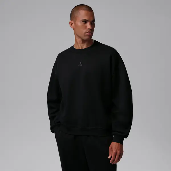 JORDAN Brooklyn Oversized Fleece Crew-neck Sweatshirt - Black