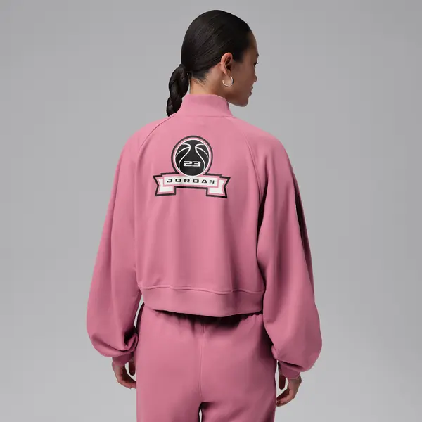 JORDAN Brooklyn Fleece Cropped 1/4-zip Top - Pink