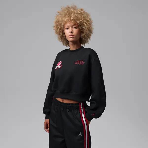 JORDAN Brooklyn Fleece Cropped Crew-neck Sweatshirt - Black