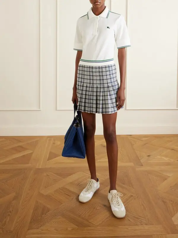 Burberry Logo-embroidered Cotton-blend Piqué Polo Shirt