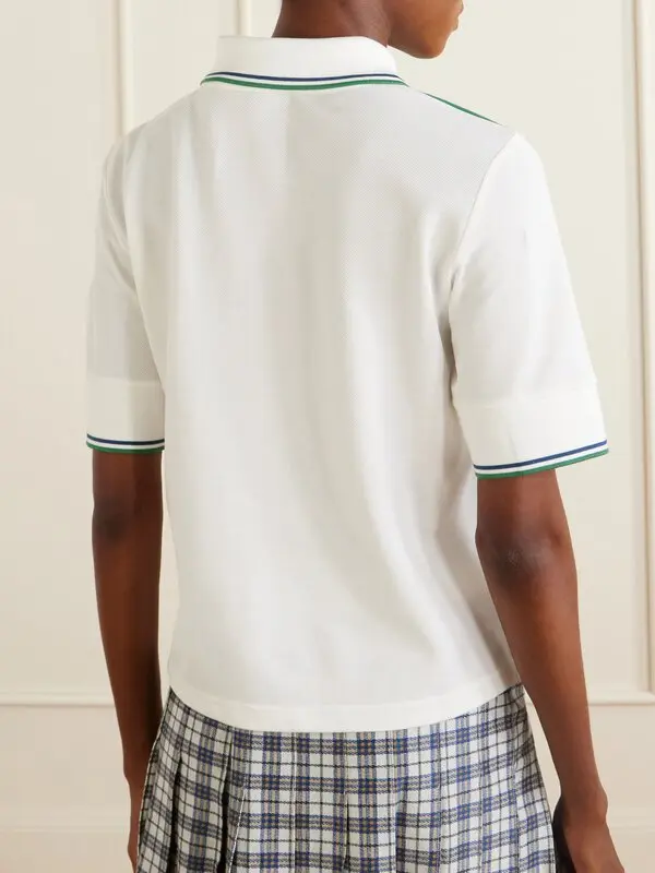 Burberry Logo-embroidered Cotton-blend Piqué Polo Shirt