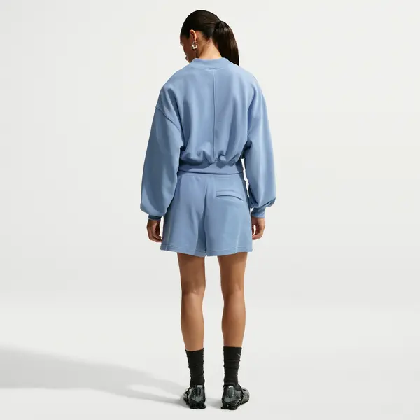 Nike Studio Fleece Lightweight Oversized Cropped Pleated Crew