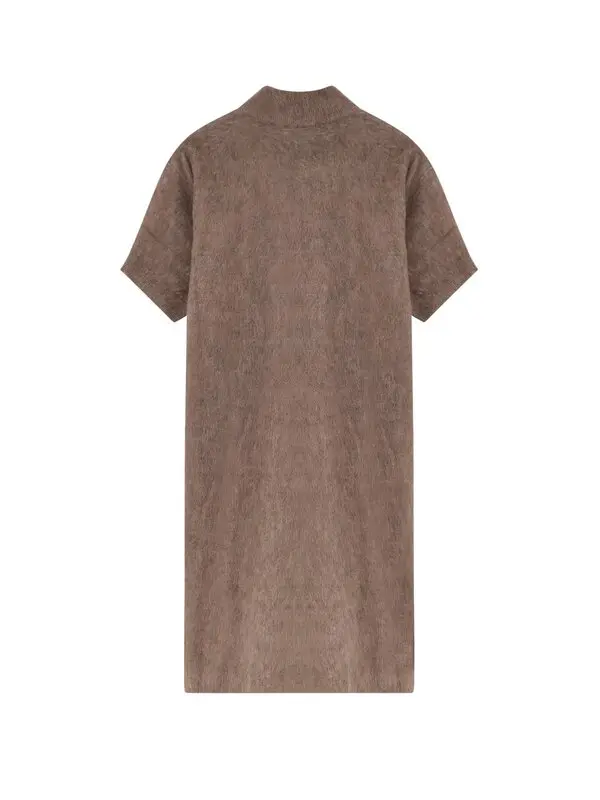 Brunello Cucinelli High Neck Sequined Short Sleeve Dress
