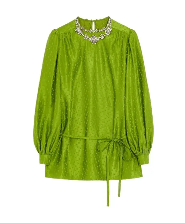 Valentino Garavani Embroidered Silk-linen Plus De Pois Jacquard Top