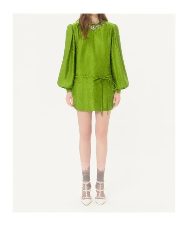 Valentino Garavani Embroidered Silk-linen Plus De Pois Jacquard Top